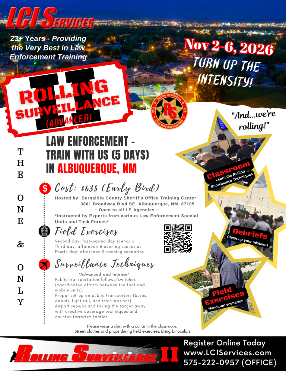 Rolling Surveillance® II Training – Albuquerque, NM – Nov 2-6, 2026 ...